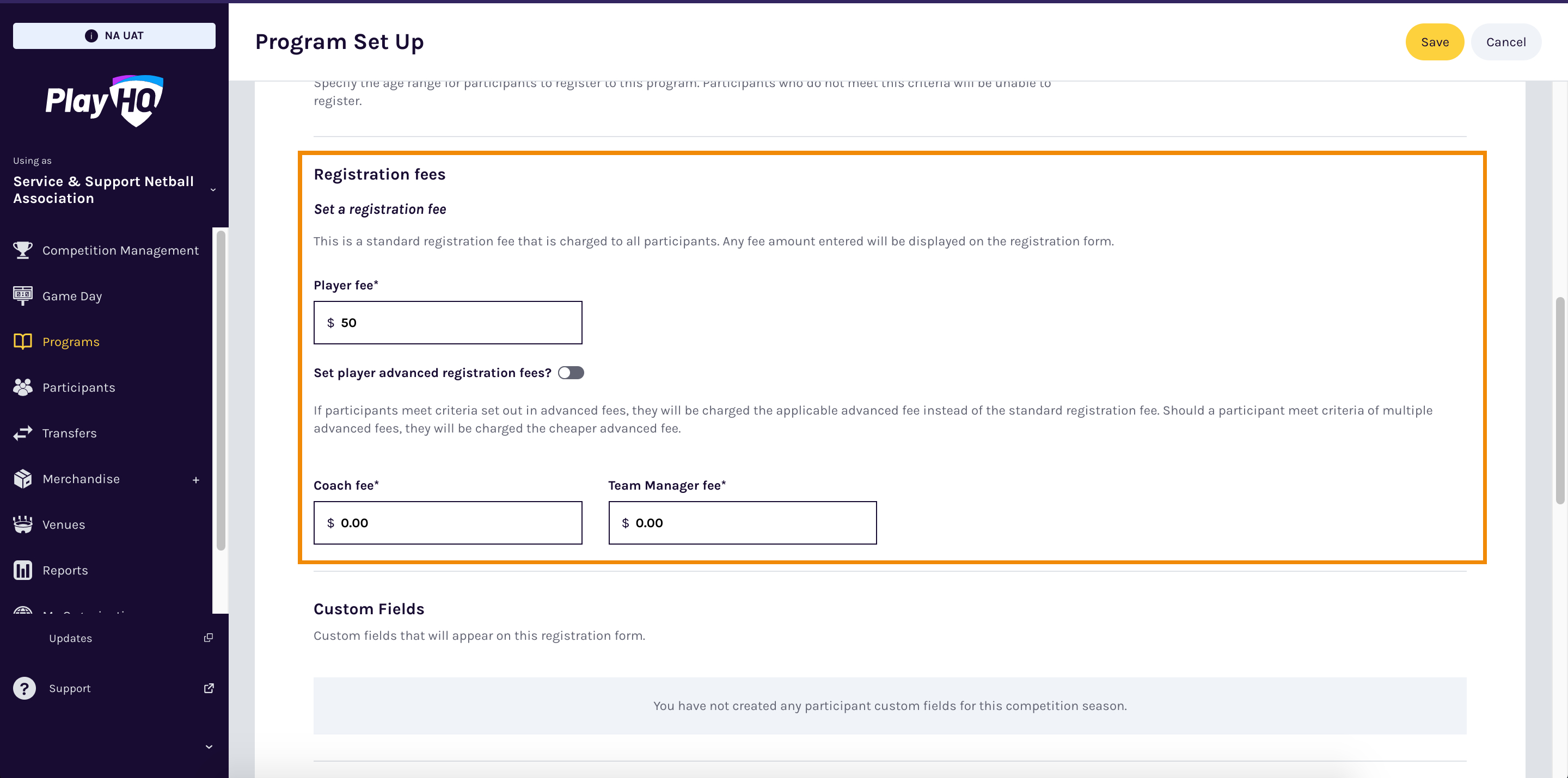 Configure a Local Program Registration Form – Netball Australia Support