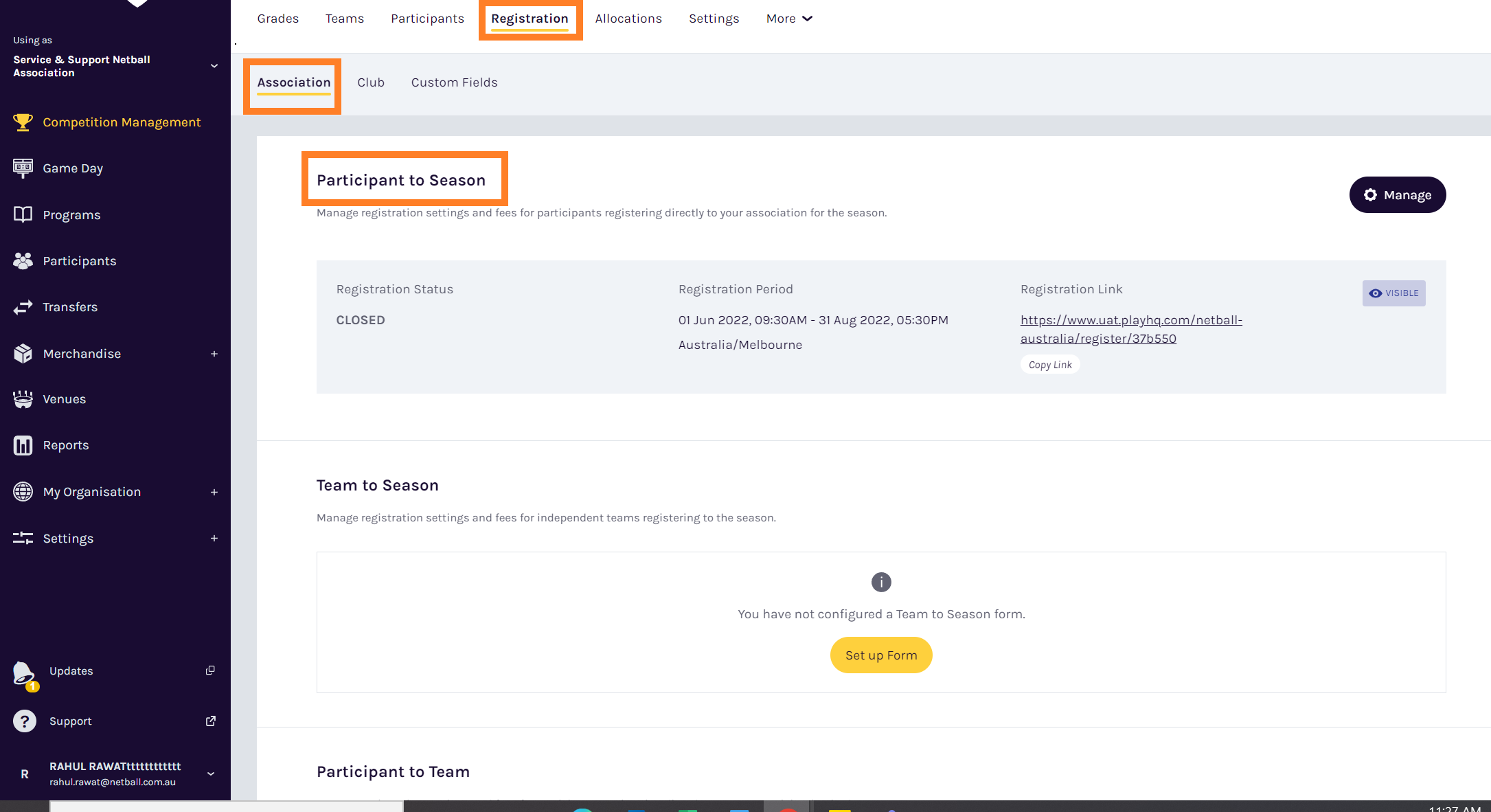 Woolworths NetSetGO Association Setup – support.netball.com.au