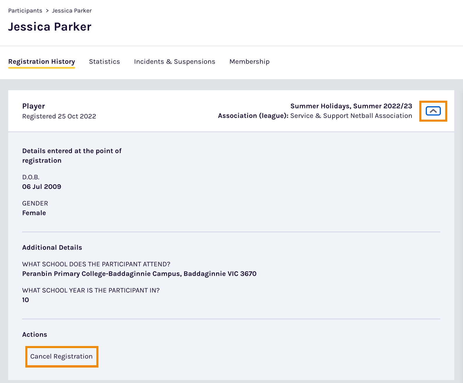 Cancelling a Program Registration – Netball Australia Support