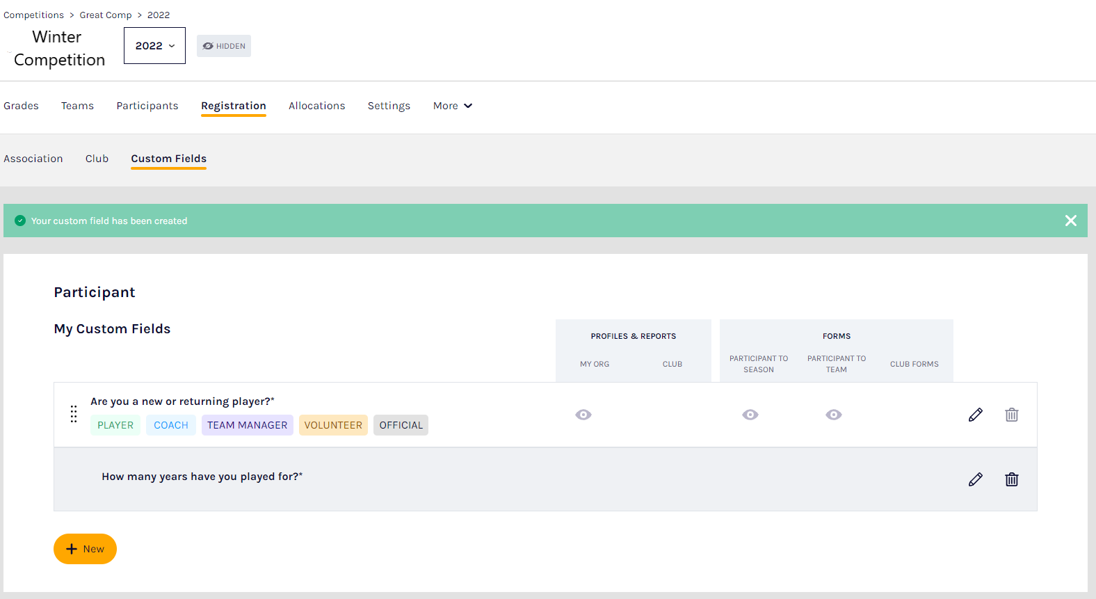 Custom Fields – Associations – support.netball.com.au