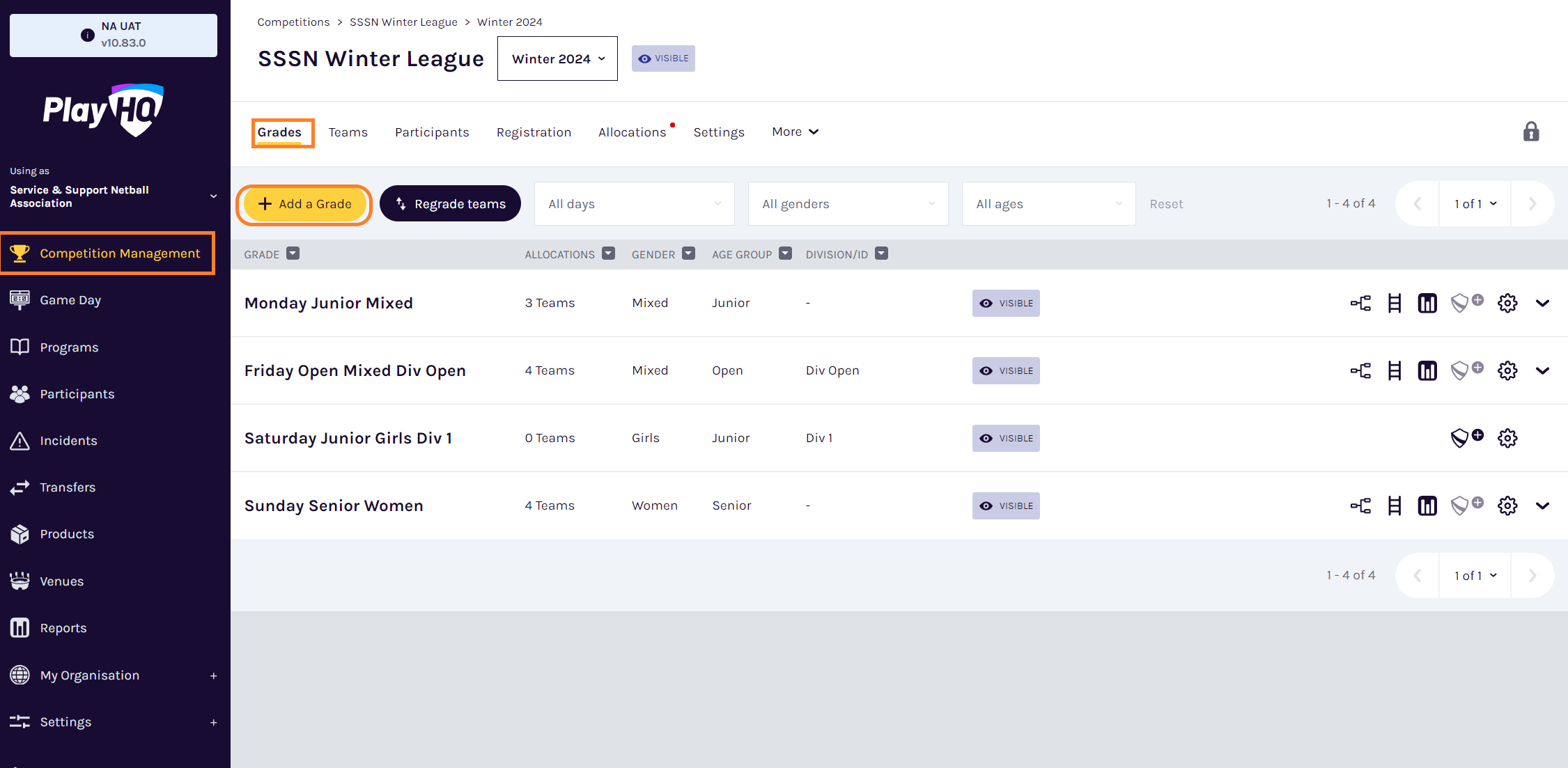 Managing Grades – Netball Australia Support