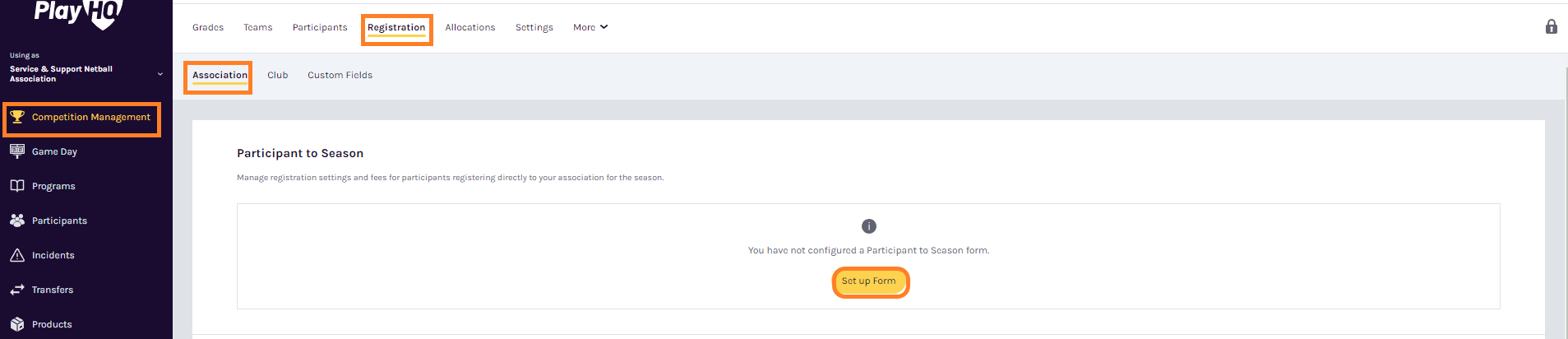 Participant to Season Registration Form – support.netball.com.au