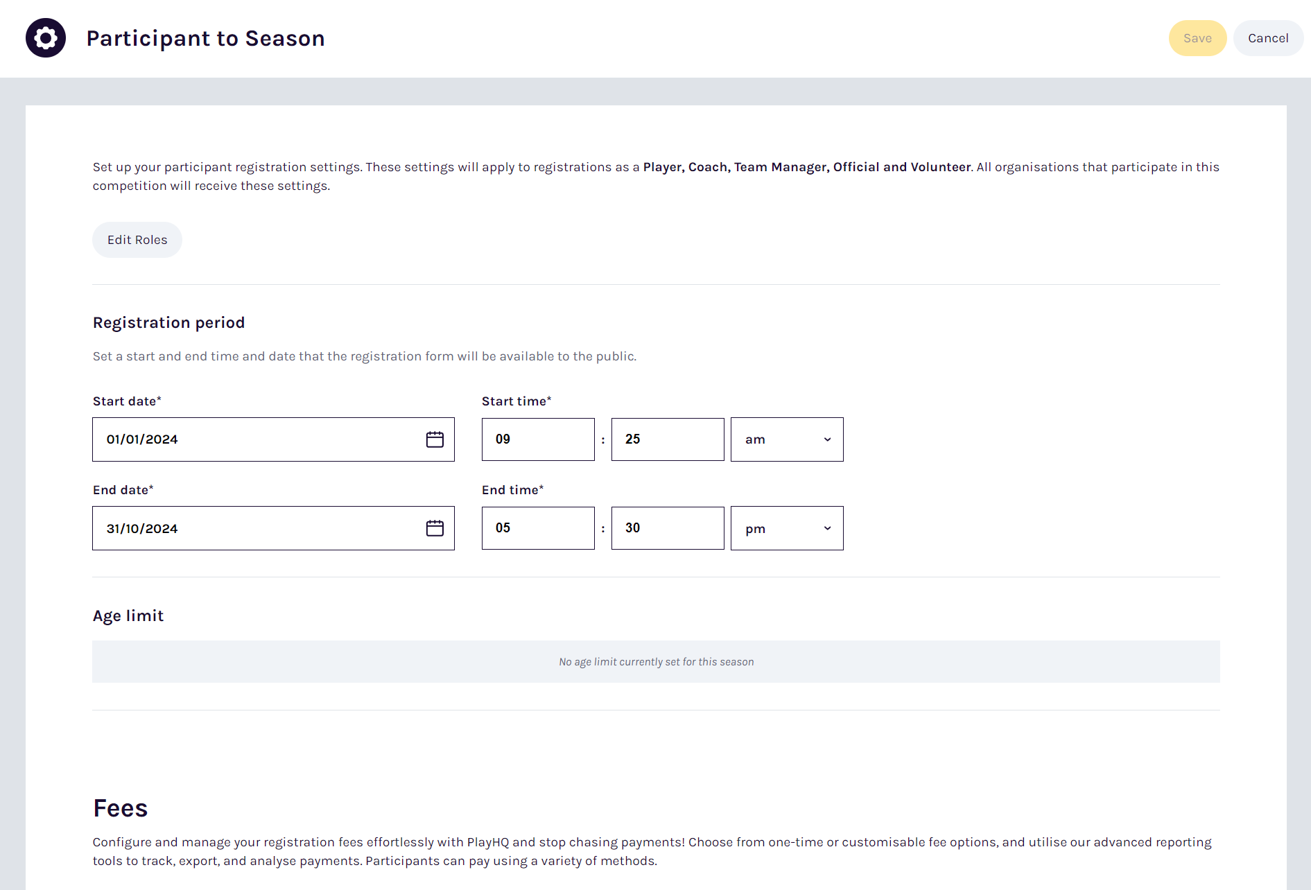 Participant to Season Registration Form – support.netball.com.au