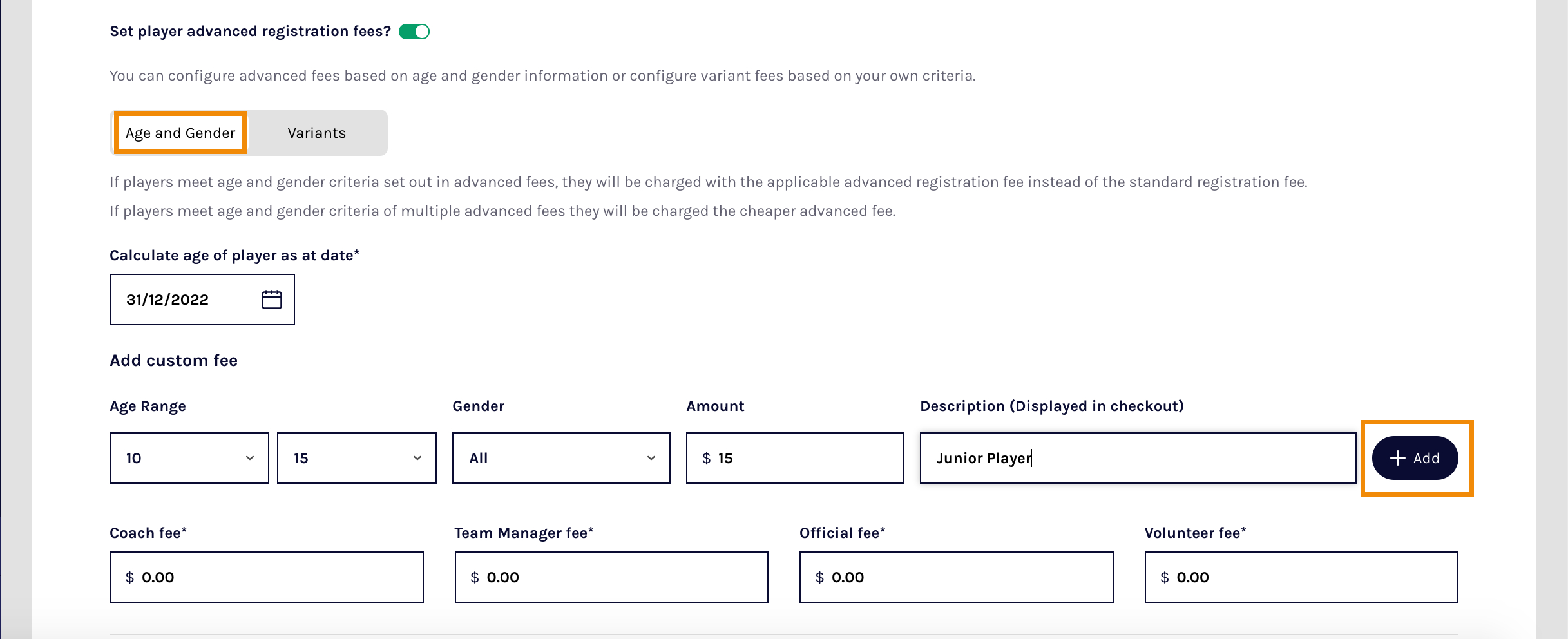 Setting Fees – support.netball.com.au