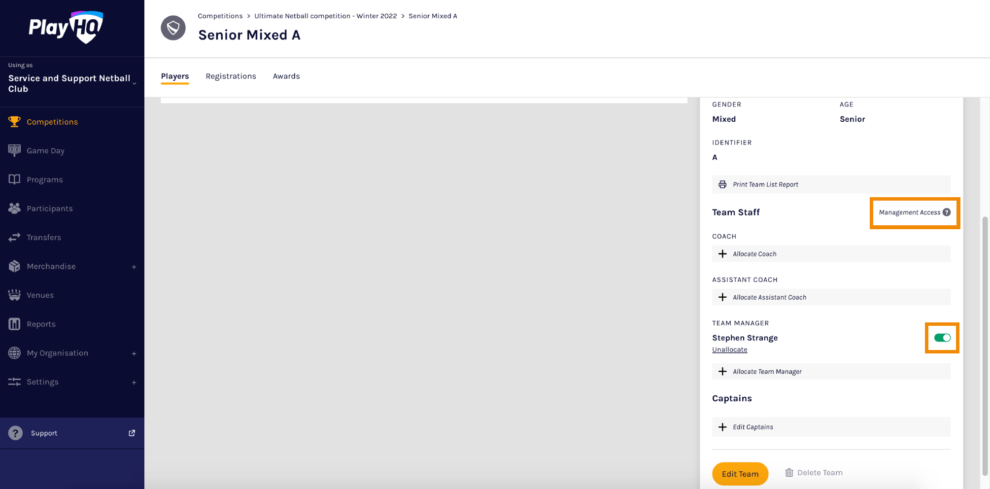Allocating Participants to Teams – support.netball.com.au
